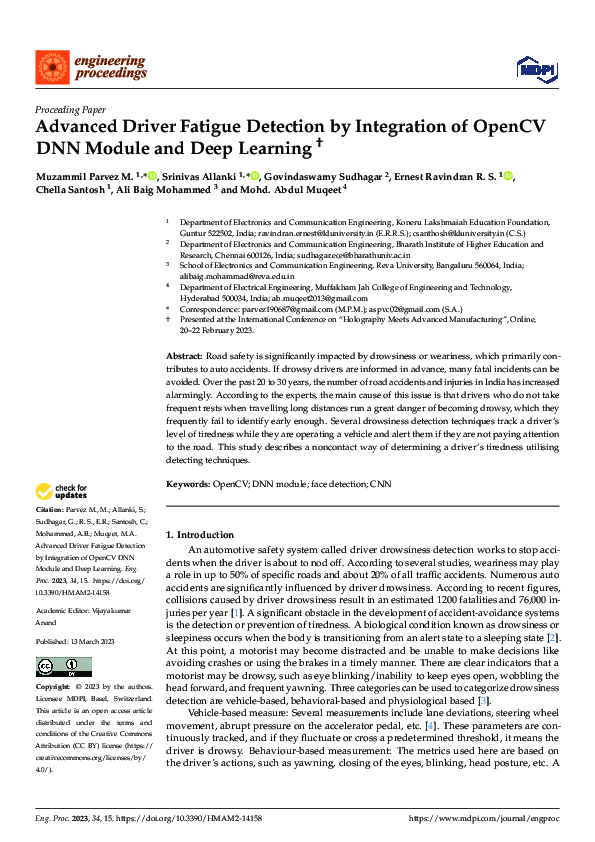 Pdf Advanced Driver Fatigue Detection By Integration Of Opencv Dnn