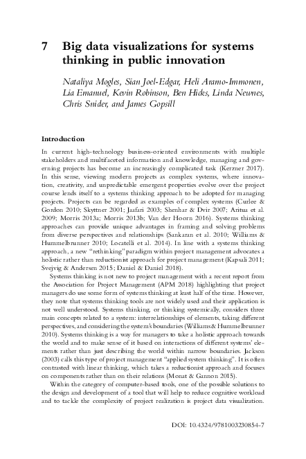(PDF) Big data visualizations for systems thinking in public innovation