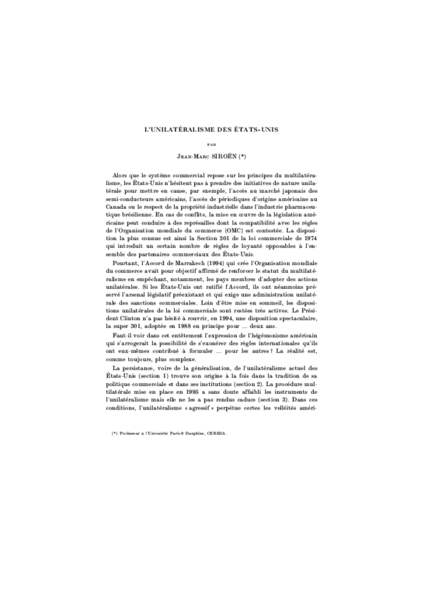 (PDF) L’unilatéralisme des États-Unis