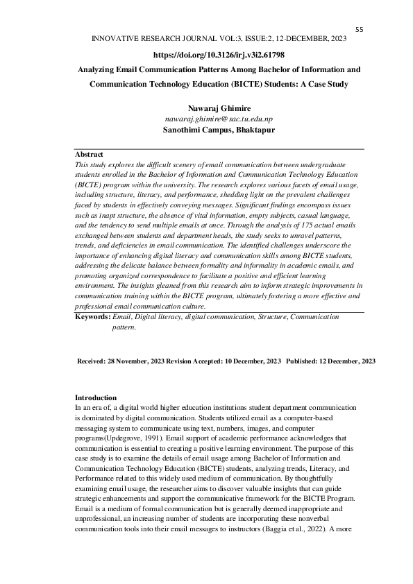 (PDF) Analyzing Email Communication Patterns Among Bachelor of Information and Communication ...