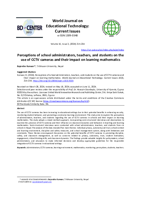 (PDF) World Journal on Educational Technology: Current Issues