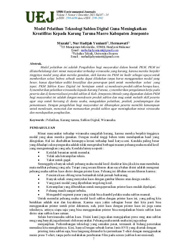 (PDF) Model Pelatihan Teknologi Sablon Digital Guna Meningkatkan ...