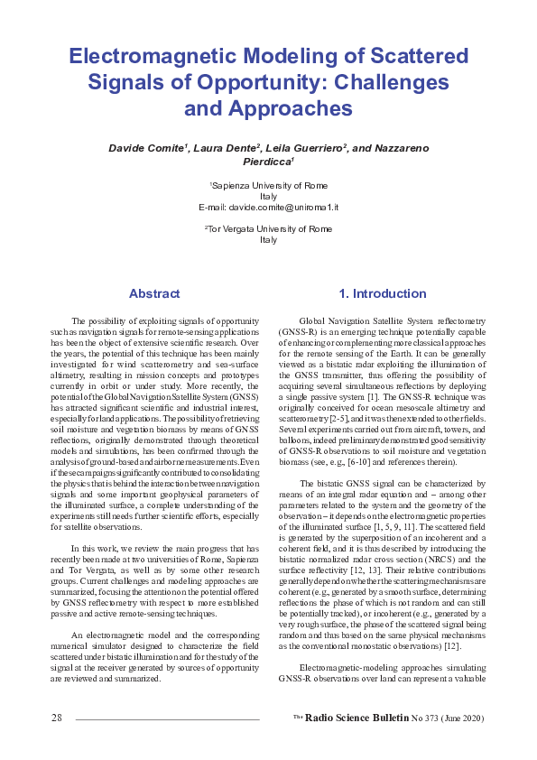 (PDF) Electromagnetic modeling of scattered signals of opportunity ...