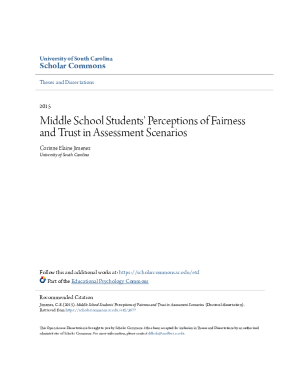 (PDF) Middle School Students' Perceptions of Fairness and Trust in ...