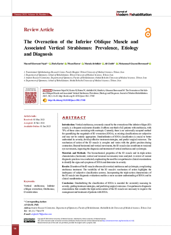 (PDF) The Overaction of the Inferior Oblique Muscle and Associated ...