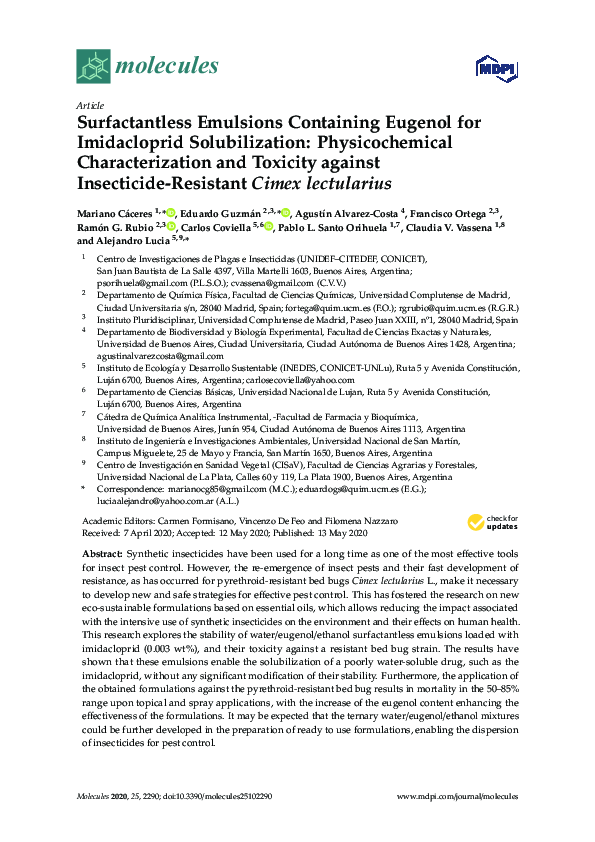 (PDF) Surfactantless Emulsions Containing Eugenol for Imidacloprid ...