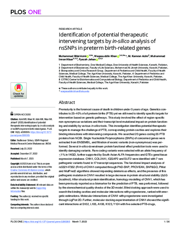 (PDF) Identification of potential therapeutic intervening targets by in ...