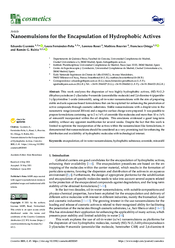 (PDF) Nanoemulsions for the Encapsulation of Hydrophobic Actives