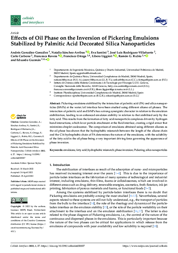 (PDF) Effects of Oil Phase on the Inversion of Pickering Emulsions ...