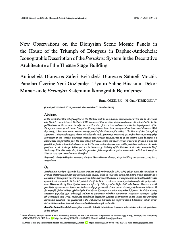 (PDF) Banu Özdilek-H. Onur Tıbıkoğlu, "New Observations on the ...