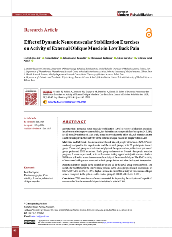 (PDF) Effect of Dynamic Neuromuscular Stabilization Exercises on ...