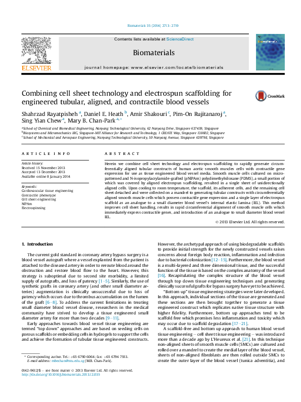 (PDF) Combining cell sheet technology and electrospun scaffolding for engineered tubular ...
