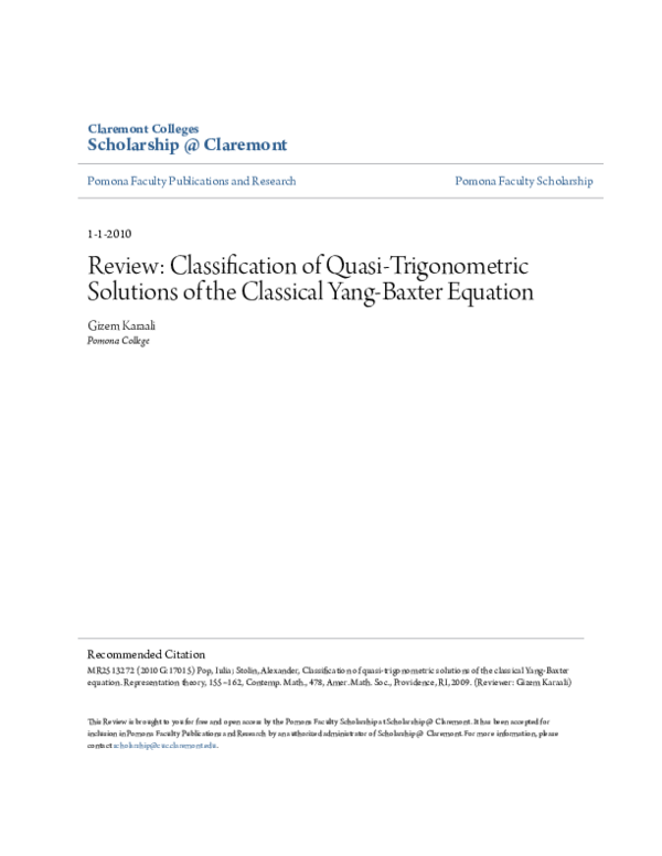 (PDF) Review: Classification of Quasi-Trigonometric Solutions of the ...