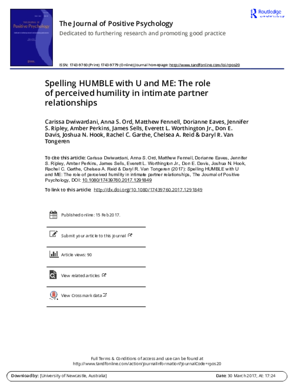 (PDF) Spelling HUMBLE with U and ME: The role of perceived humility in ...