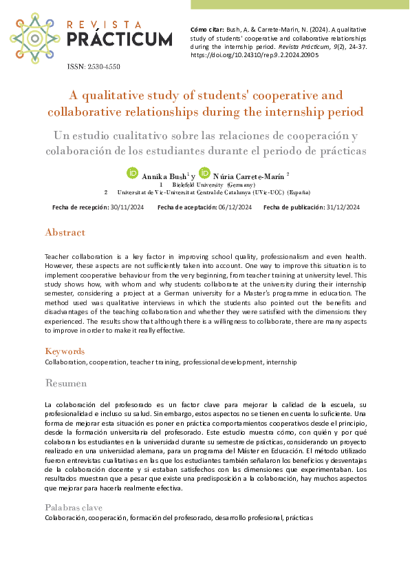 (PDF) A qualitative study of students' cooperative and collaborative relationships during the ...