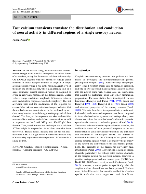 (PDF) Fast calcium transients translate the distribution and conduction ...