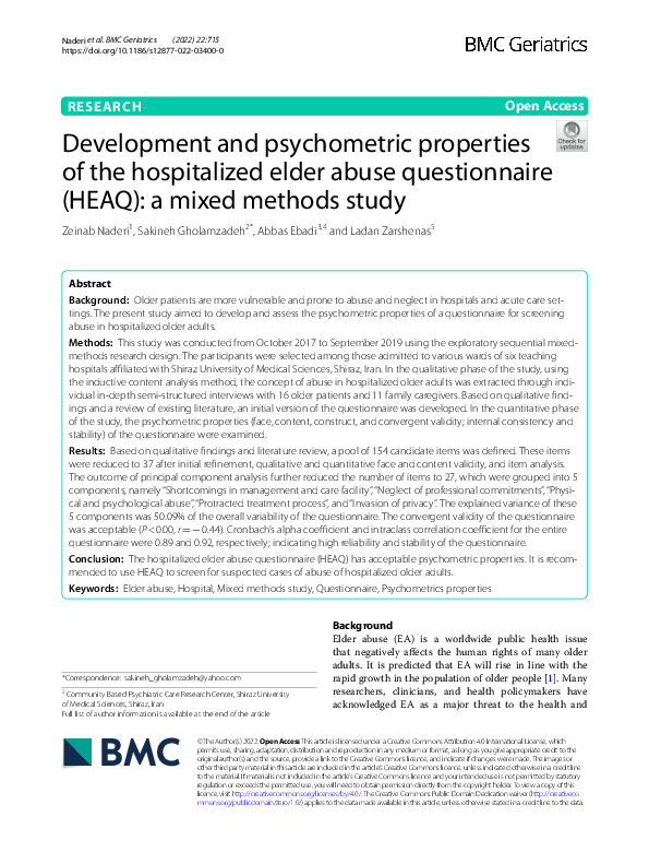 (PDF) Development and psychometric properties of the hospitalized elder abuse questionnaire ...