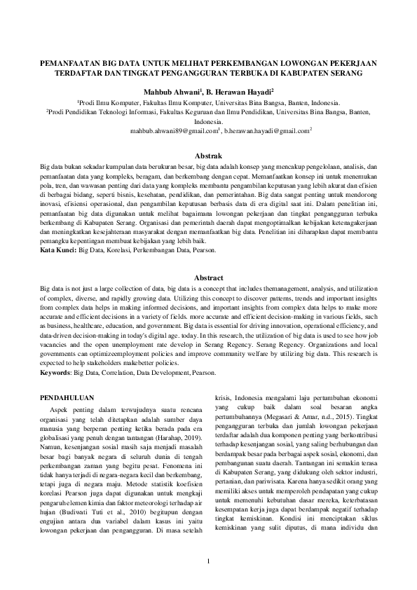 (PDF) PEMANFAATAN BIG DATA UNTUK MELIHAT PERKEMBANGAN LOWONGAN ...