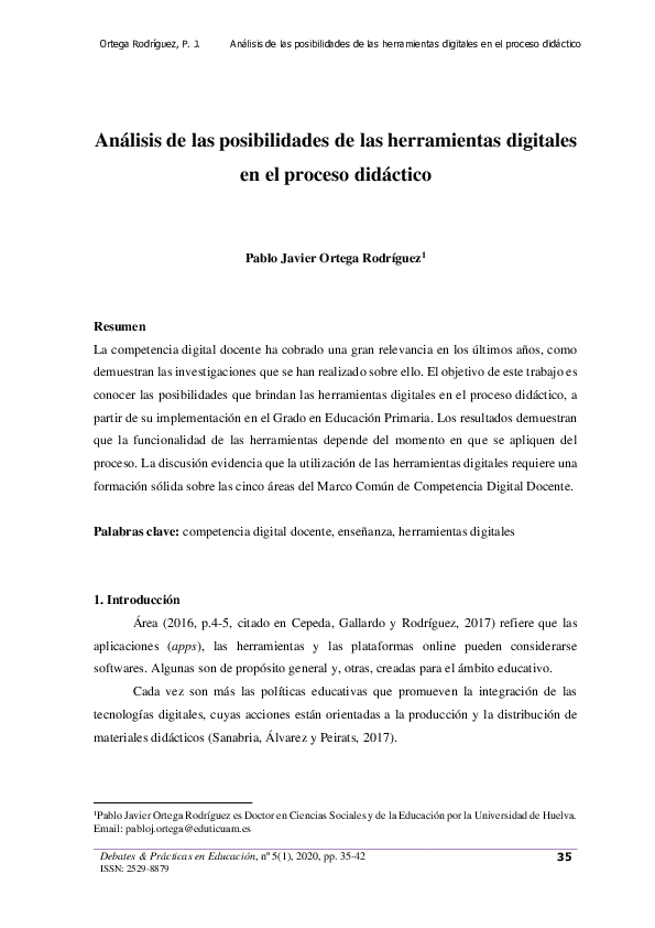 (PDF) Análisis de las posibilidades de las herramientas digitales en el proceso didáctico