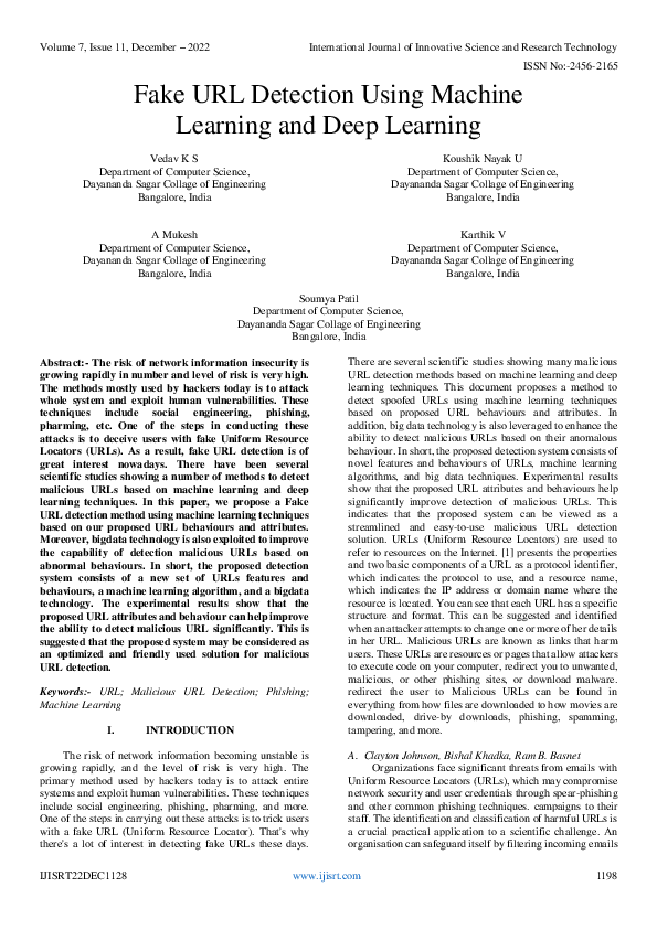 (PDF) Fake URL Detection Using Machine Learning and Deep Learning