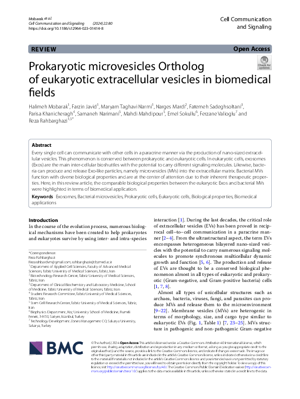 (PDF) Prokaryotic microvesicles Ortholog of eukaryotic extracellular ...