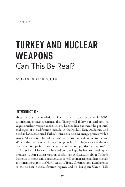 (PDF) Turkey and nuclear weapons: can this be real