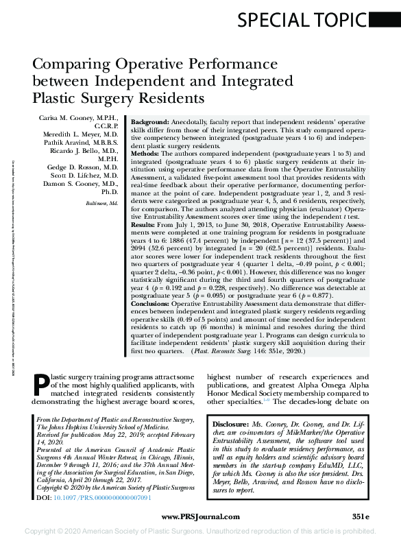 (PDF) Comparing Operative Performance between Independent and ...