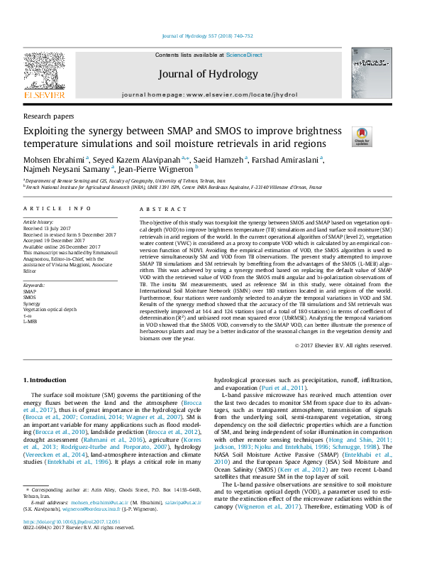 (PDF) Exploiting the synergy between SMAP and SMOS to improve ...
