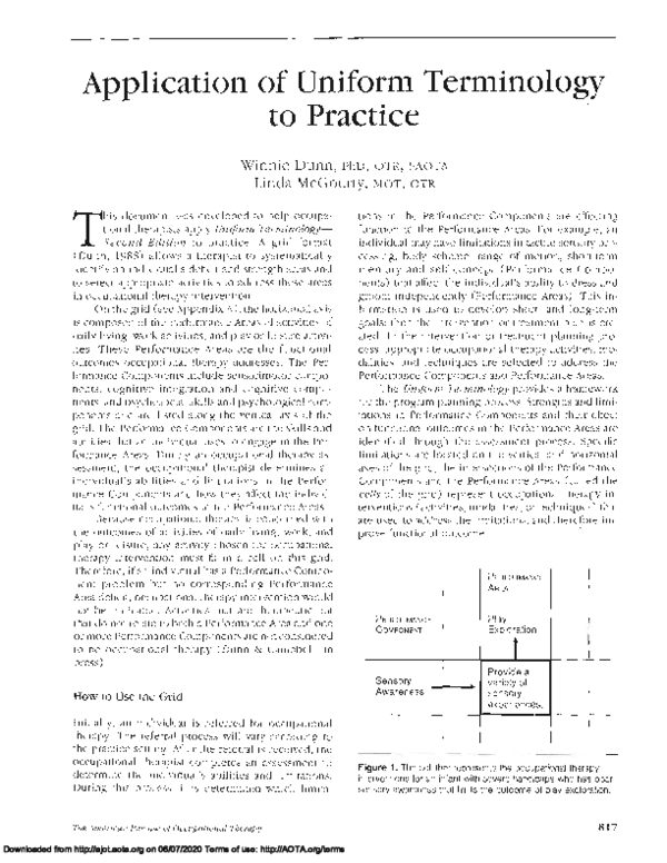 (PDF) Application of Uniform Terminology to Practice
