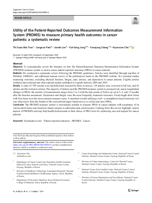 (PDF) Utility of patient-reported outcomes measurement information ...