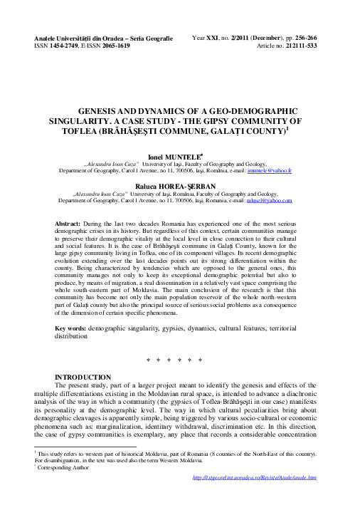 (PDF) Genesis and Dynamics of a Geo-Demographic Singularity. A Case ...