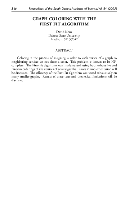 Pdf Graph Coloring With The First Fit Algorithm