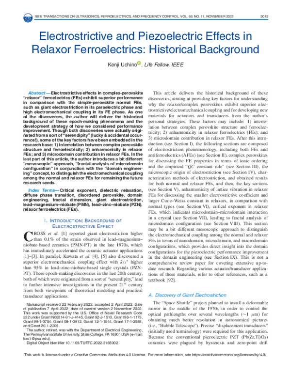 (PDF) Electrostrictive and Piezoelectric Effects in Relaxor ...