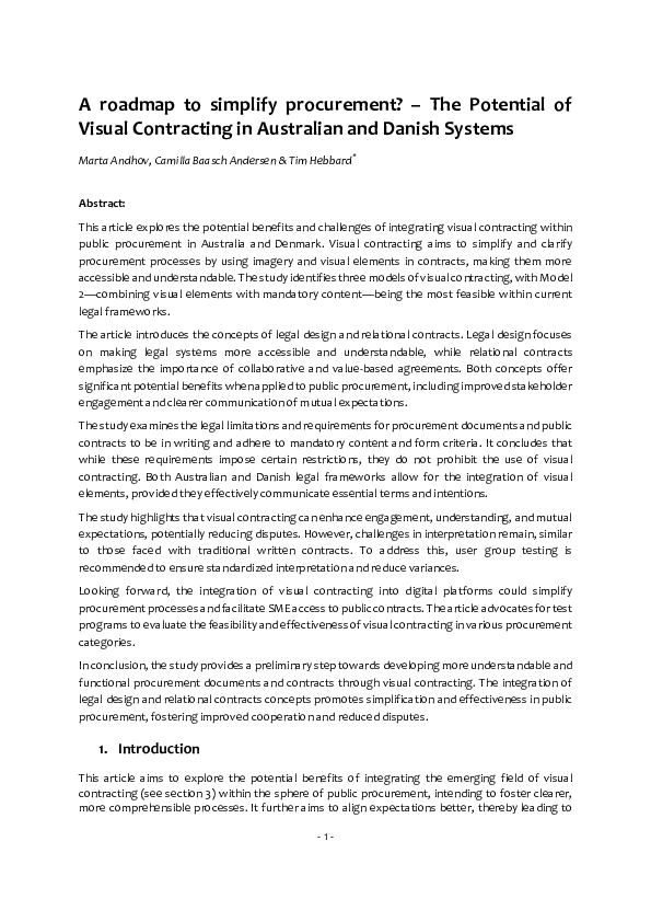 (PDF) A roadmap to simplify procurement? -The Potential of Visual ...