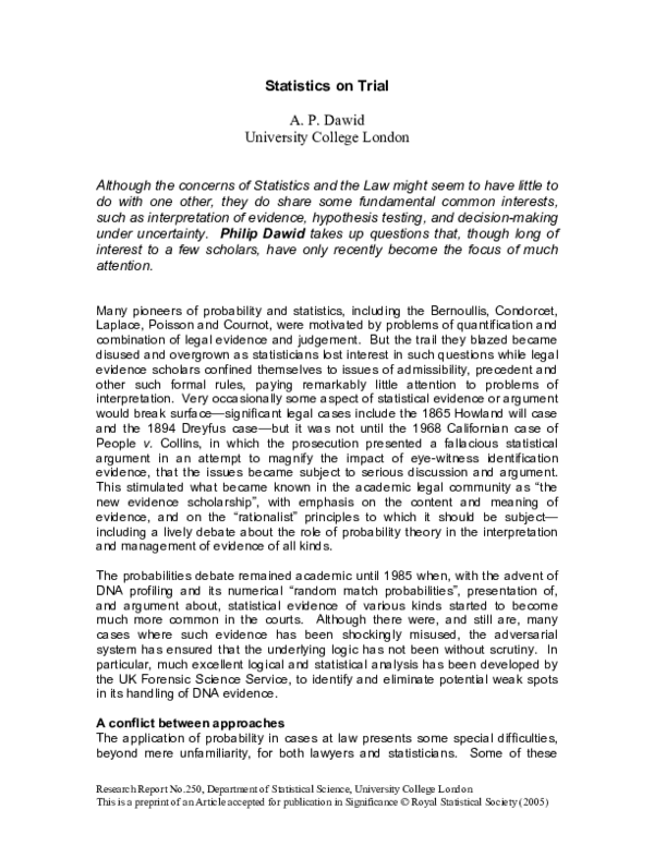 (PDF) Statistics on trial