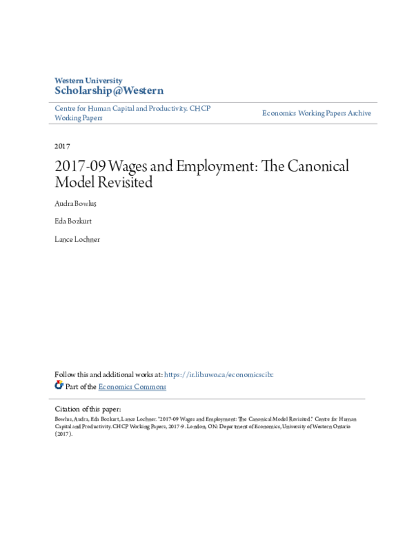 (PDF) 2017-09 Wages and Employment: The Canonical Model Revisited