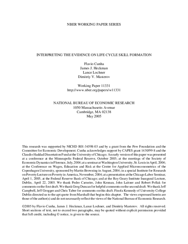 (PDF) Interpreting the Evidence on Life Cycle Skill Formation