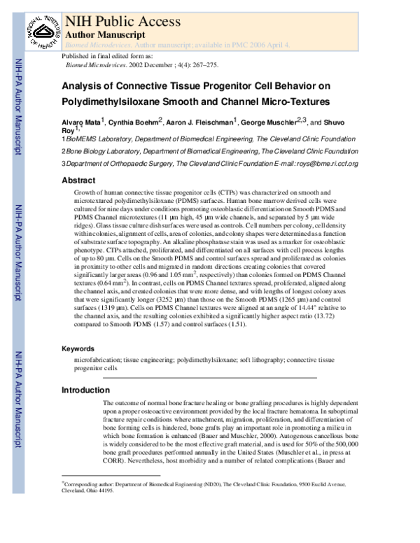 (PDF) Analysis of Connective Tissue Progenitor Cell Behavior on ...