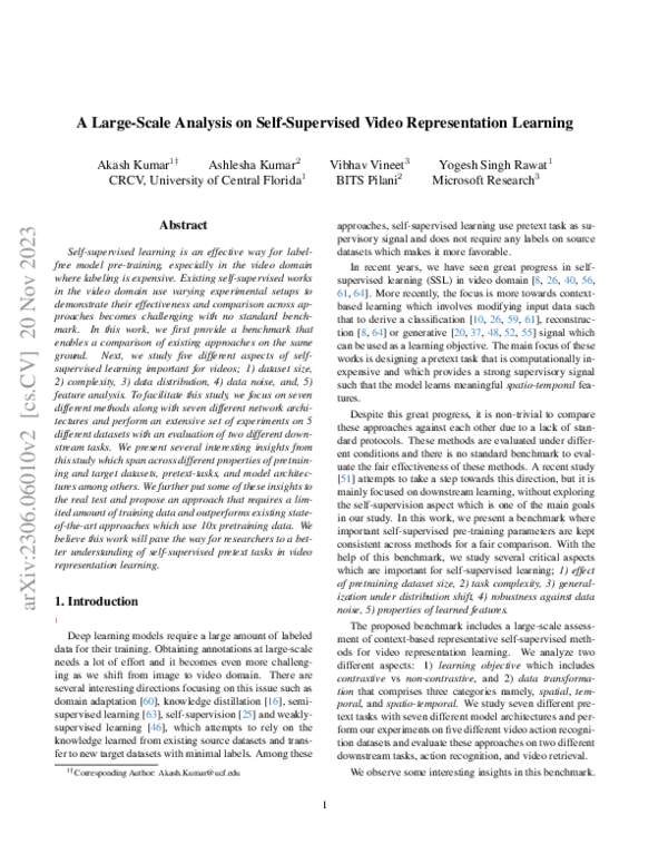 (PDF) Benchmarking self-supervised video representation learning