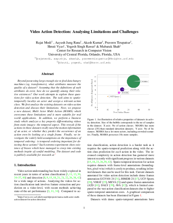 (PDF) Video Action Detection: Analysing Limitations and Challenges