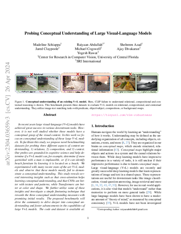 (PDF) Probing Conceptual Understanding of Large Visual-Language Models