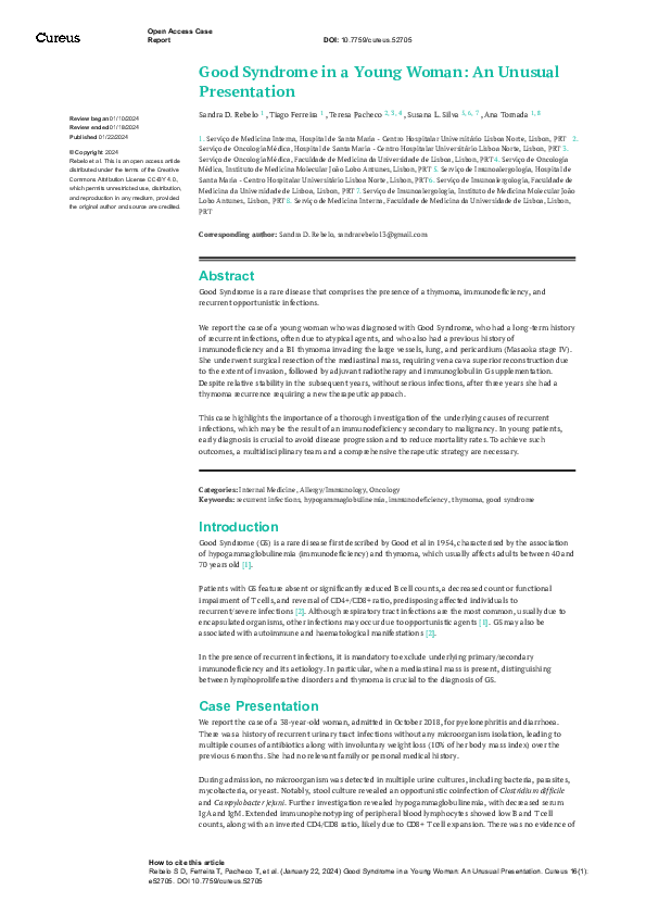 (PDF) Good Syndrome in a Young Woman: An Unusual Presentation