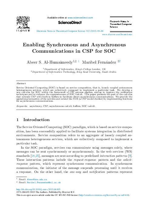 (PDF) Enabling Synchronous and Asynchronous Communications in CSP for SOC