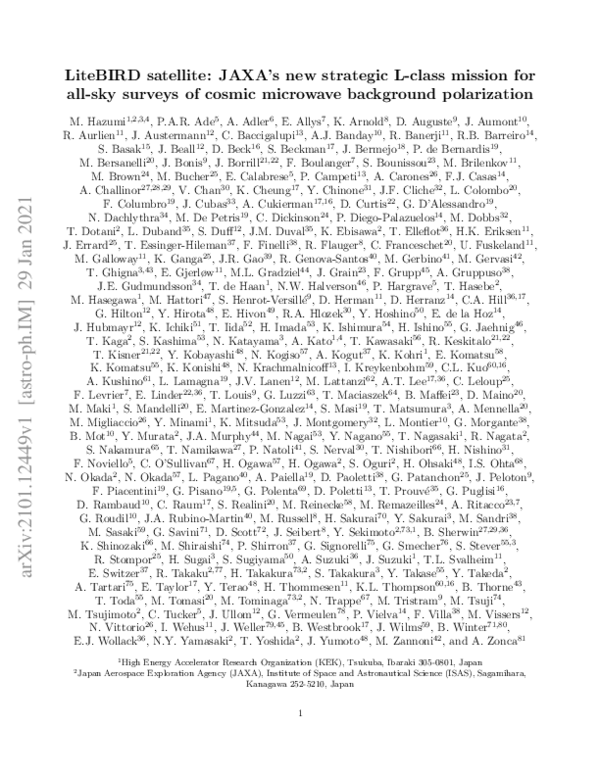 (PDF) LiteBIRD satellite: JAXA's new strategic L-class mission for all ...