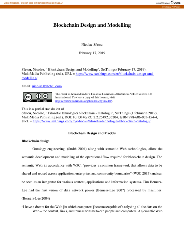 (PDF) Blockchain Design and Modelling