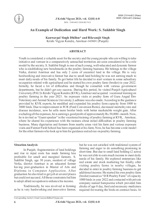 (PDF) An Example of Dedication and Hard Work: S. Sukhbir Singh