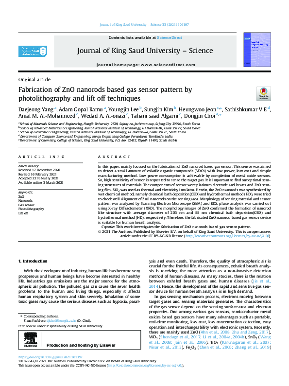 (PDF) Fabrication of ZnO nanorods based gas sensor pattern by photolithography and lift off ...