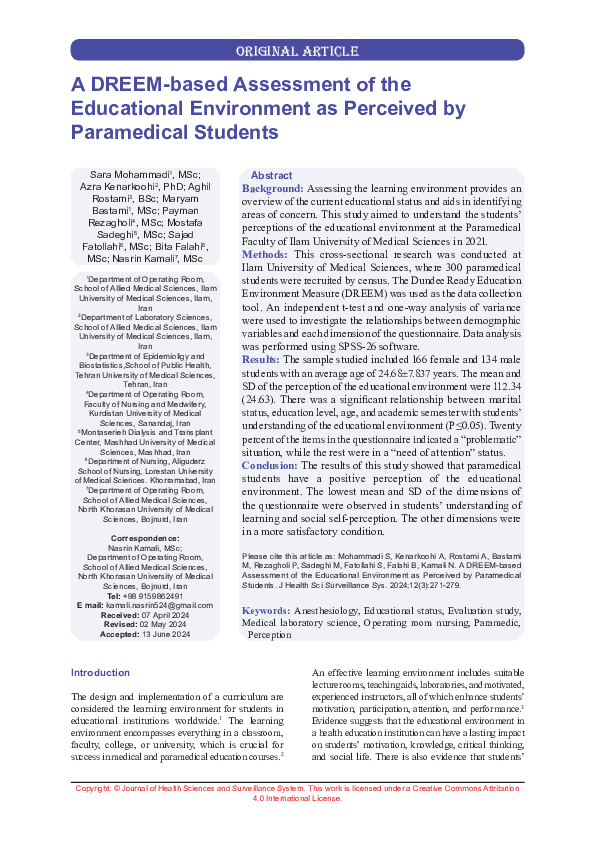 (PDF) A DREEM-based Assessment of the Educational Environment as ...