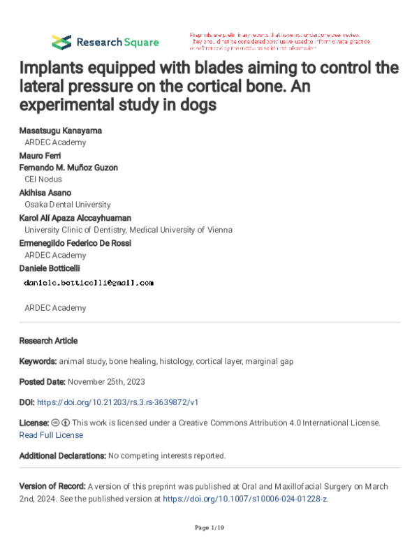 (PDF) Implants equipped with blades aiming to control the lateral ...