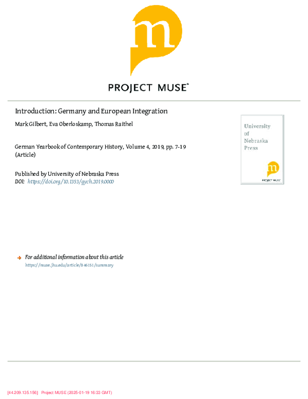 (PDF) Introduction: Germany and European Integration